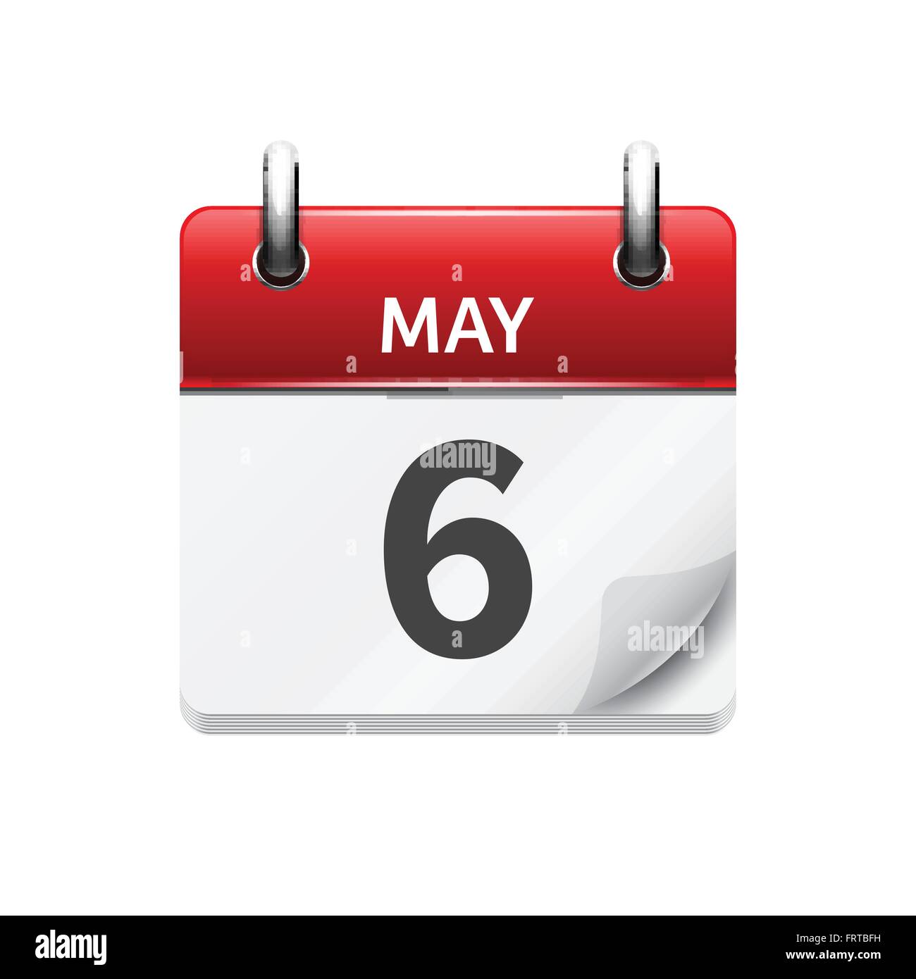 May 6. Vector flat daily calendar icon. Date and time, day, month ...