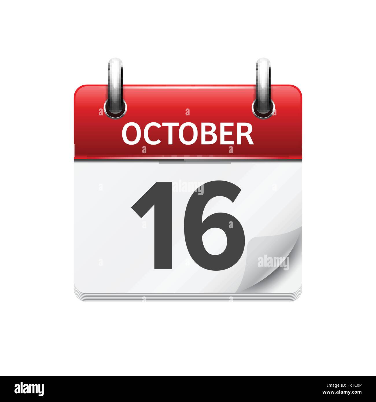 October 16. Vector flat daily calendar icon. Date and time, day, month ...