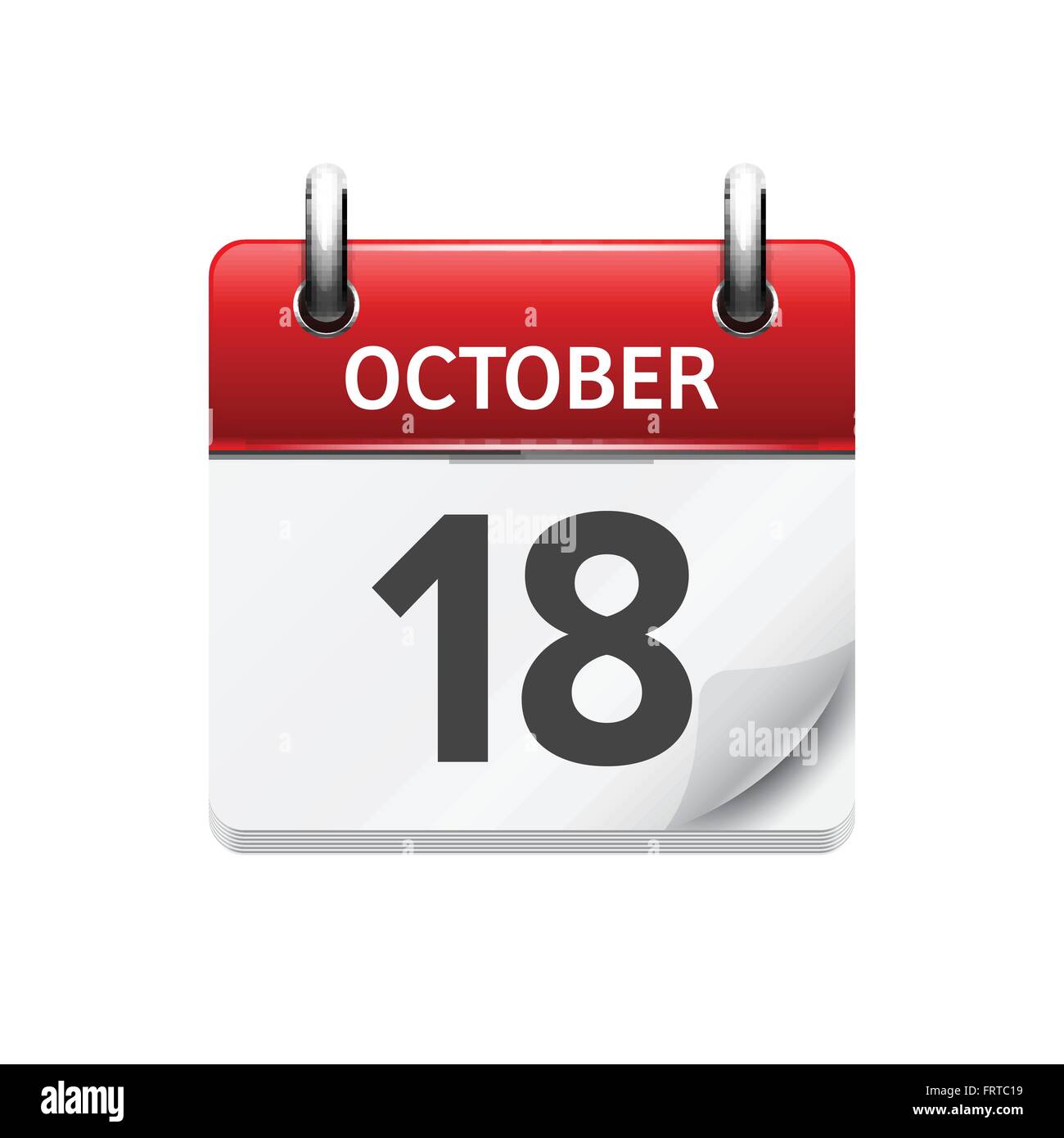 October 18 . Vector flat daily calendar icon. Date and time, day, month ...