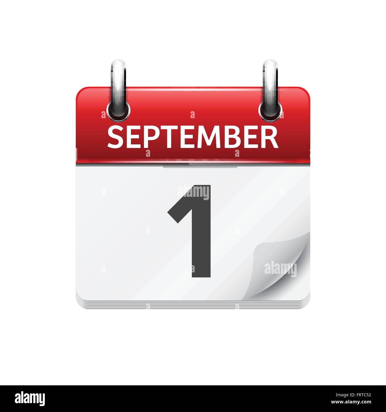 September 1. Vector flat daily calendar icon. Date and time, day, month ...