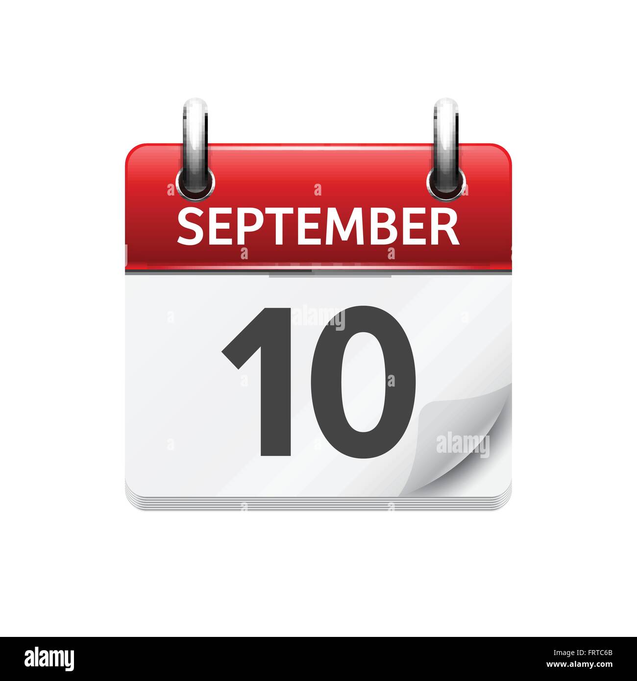 September 10. Vector flat daily calendar icon. Date and time, day ...