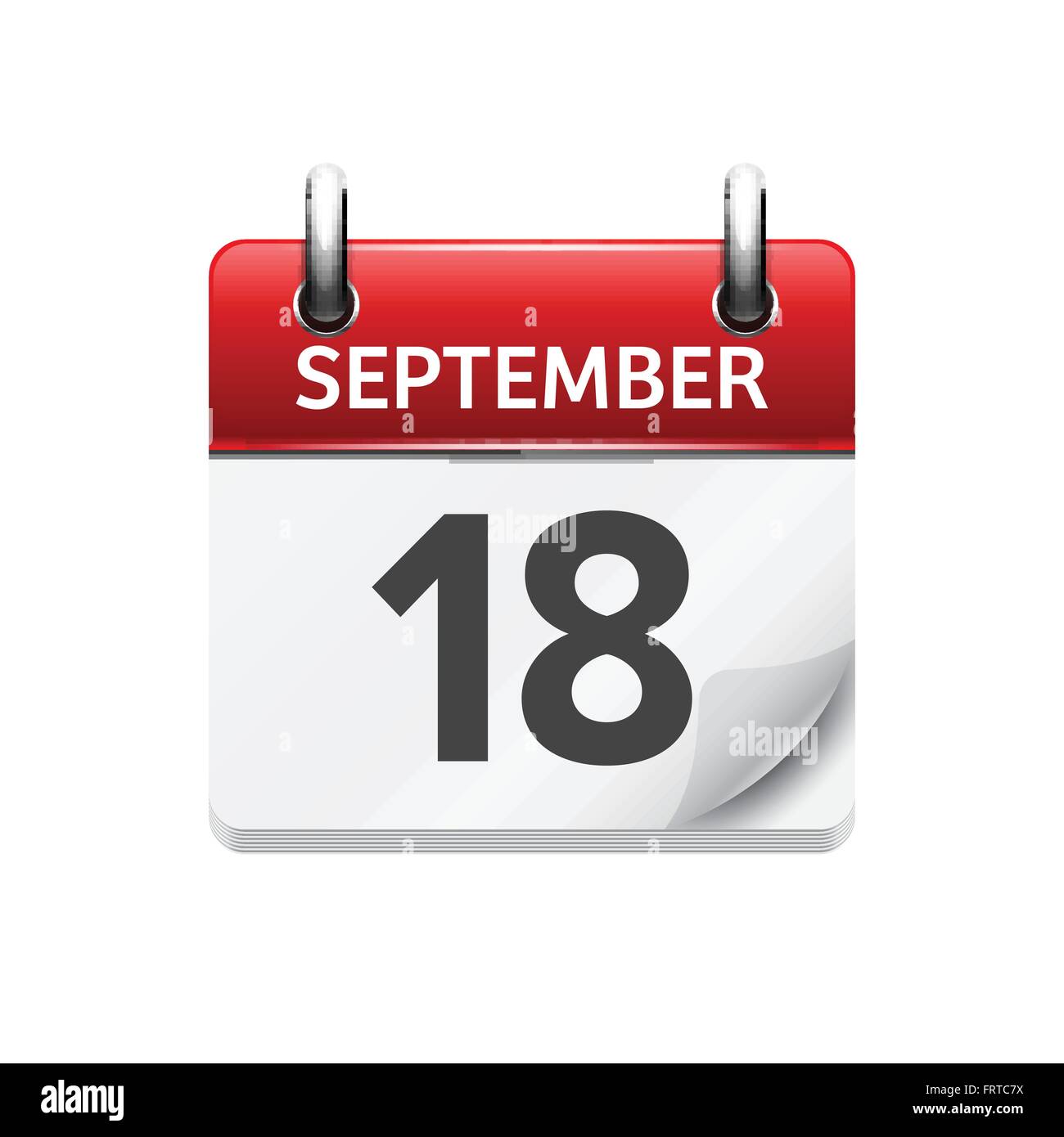 September 18. Vector flat daily calendar icon. Date and time, day ...