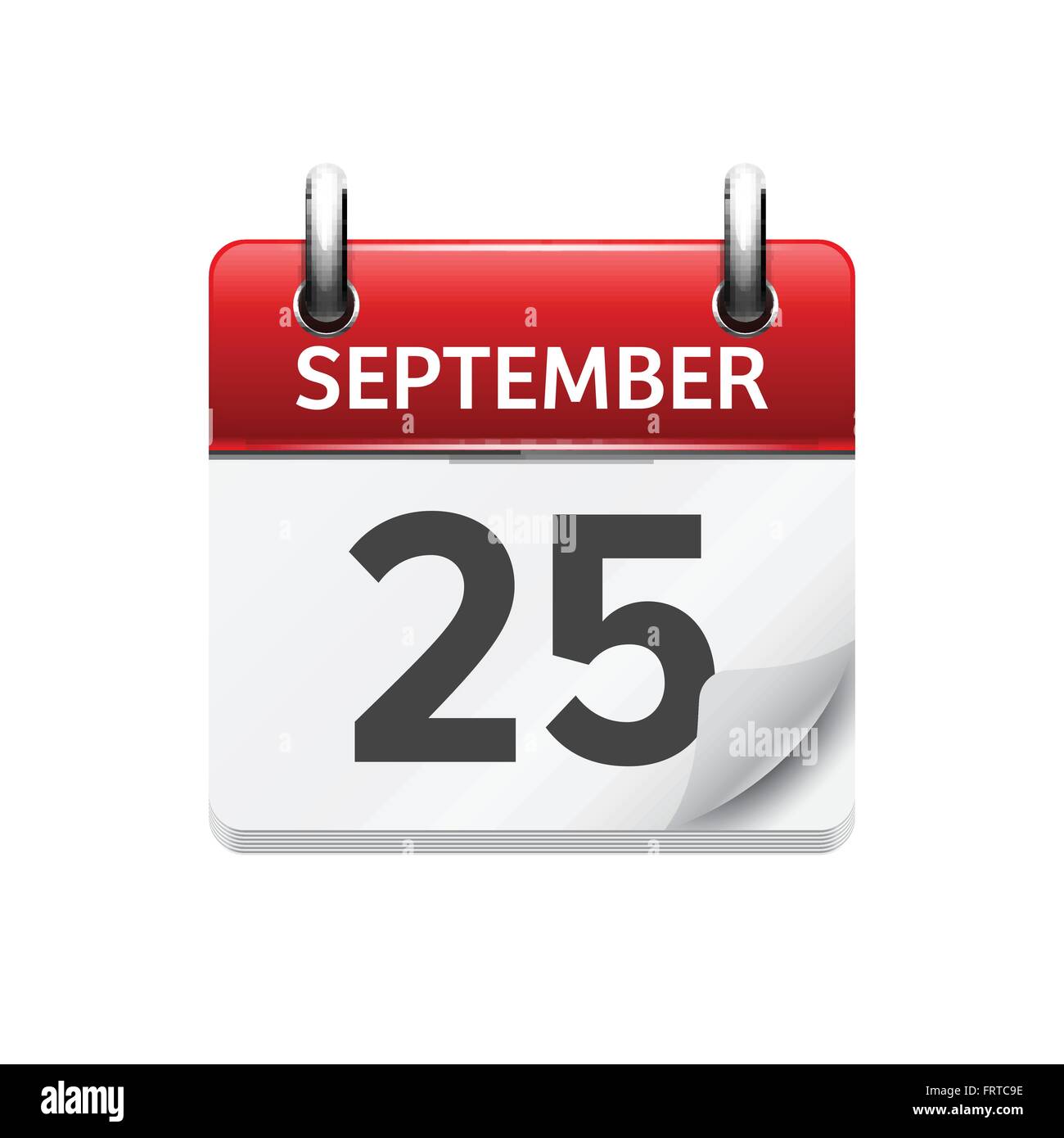 September 25 calendar icon vector flat illustration hi-res stock ...