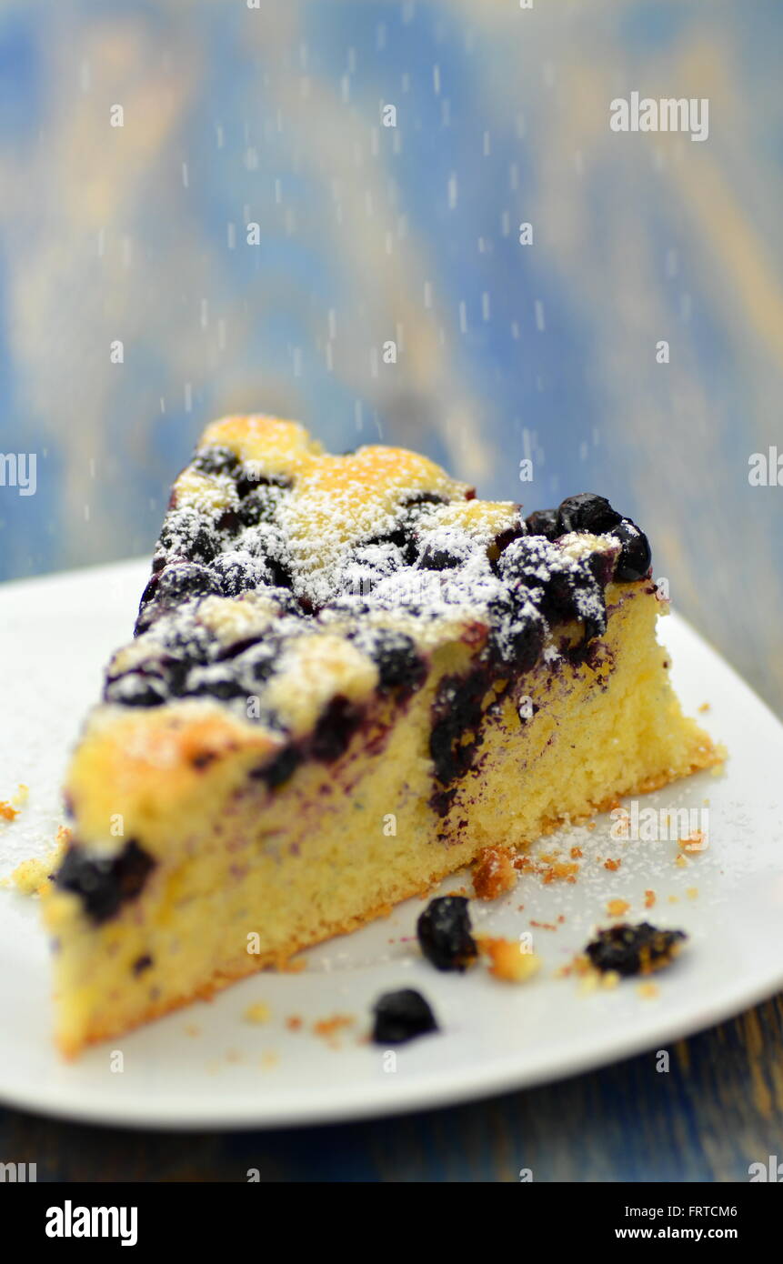 piece of delicious homemade fruity sponge cake with blueberries Stock ...