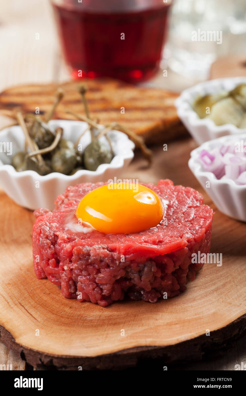 steak tartare with an egg Stock Photo - Alamy