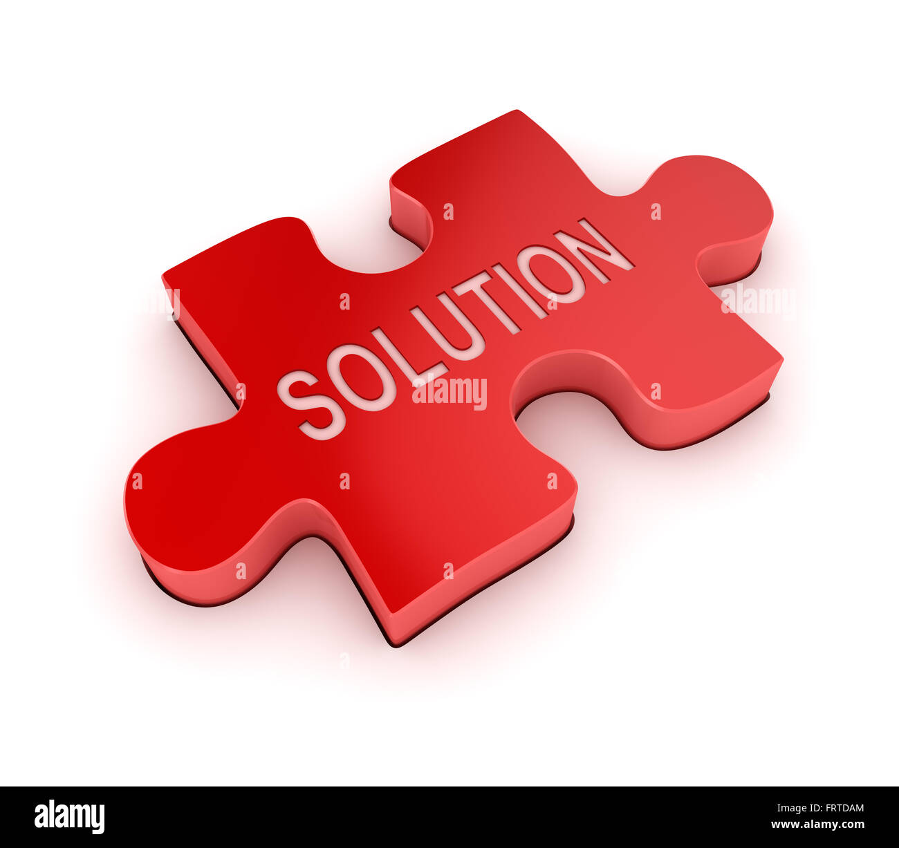 Solution text on red puzzle piece , This is a computer generated and 3d ...
