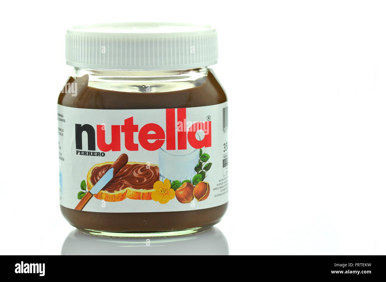 Jar of Nutella chocolate spread isolated on white background Stock ...