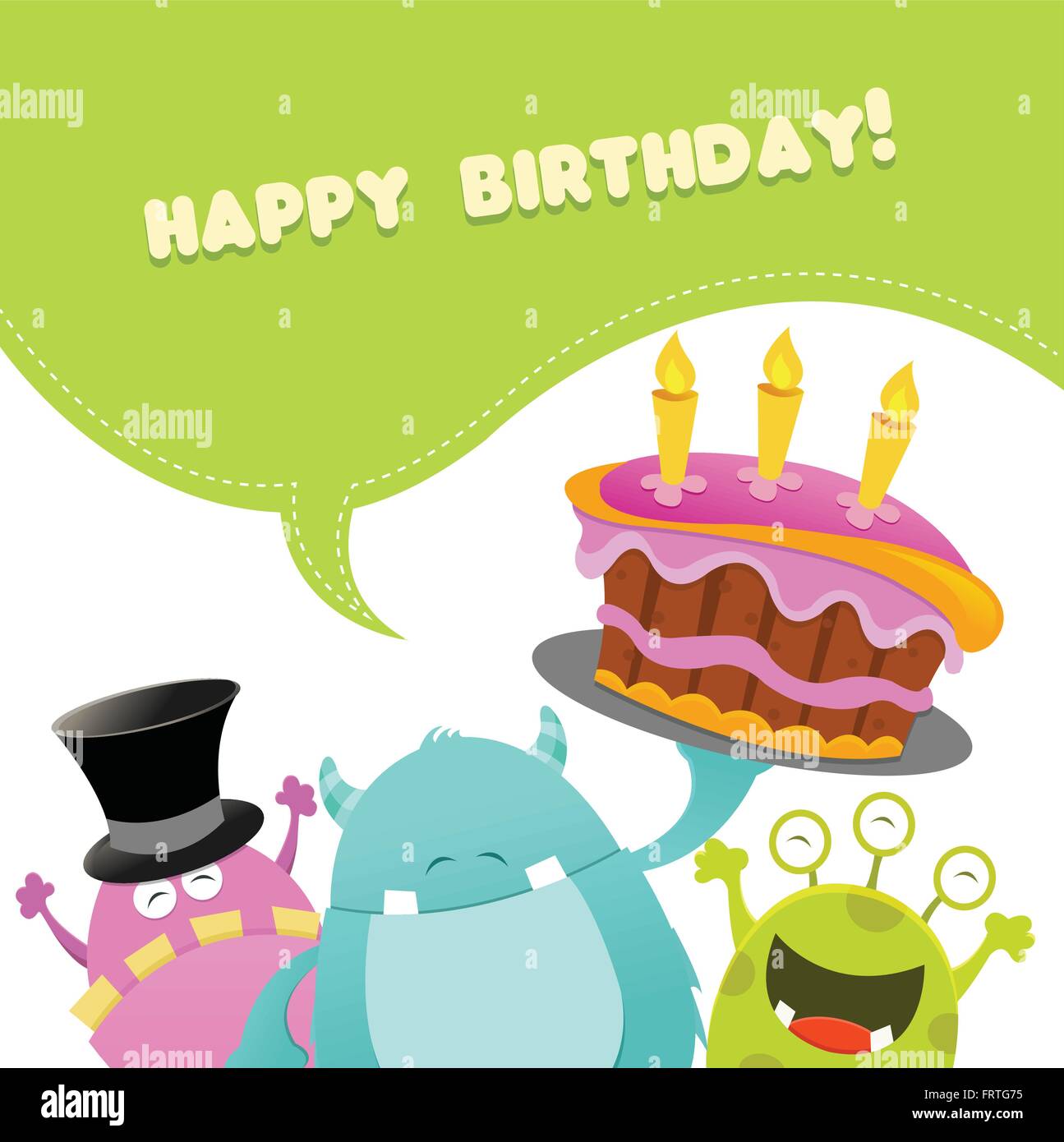 Monsters With Birthday Cake Stock Vector Image & Art - Alamy