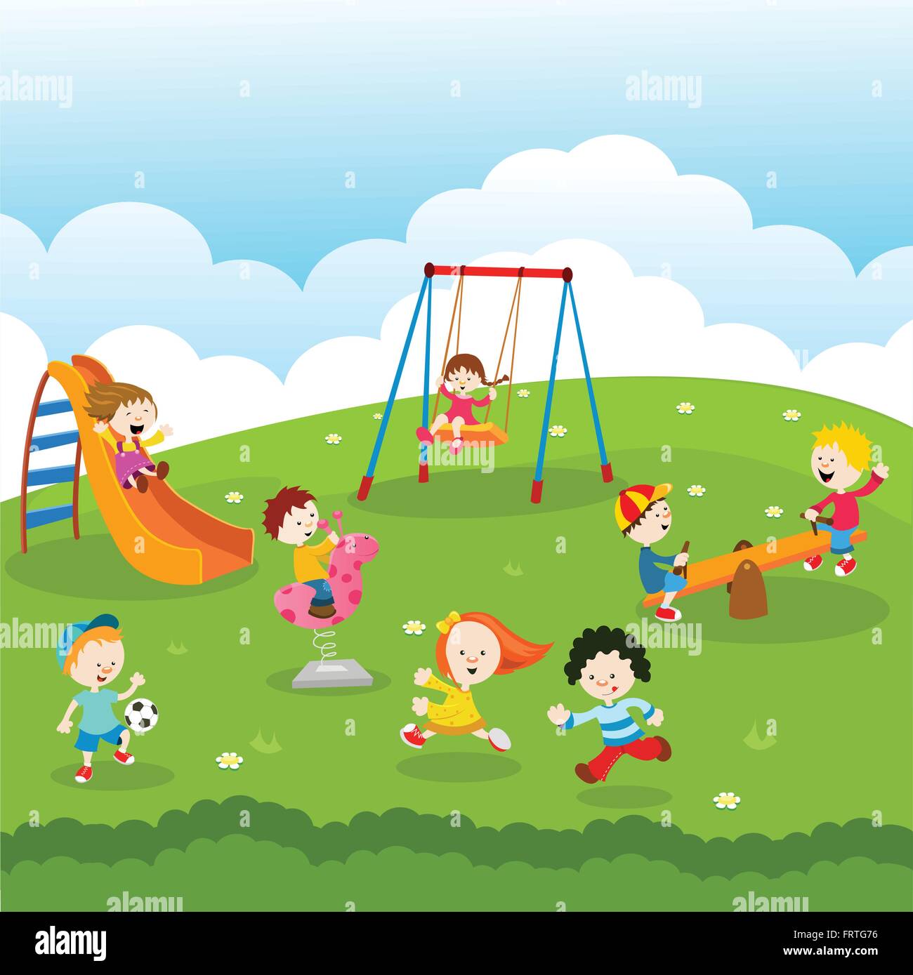 Kids Playing At Park Stock Vector Image & Art - Alamy