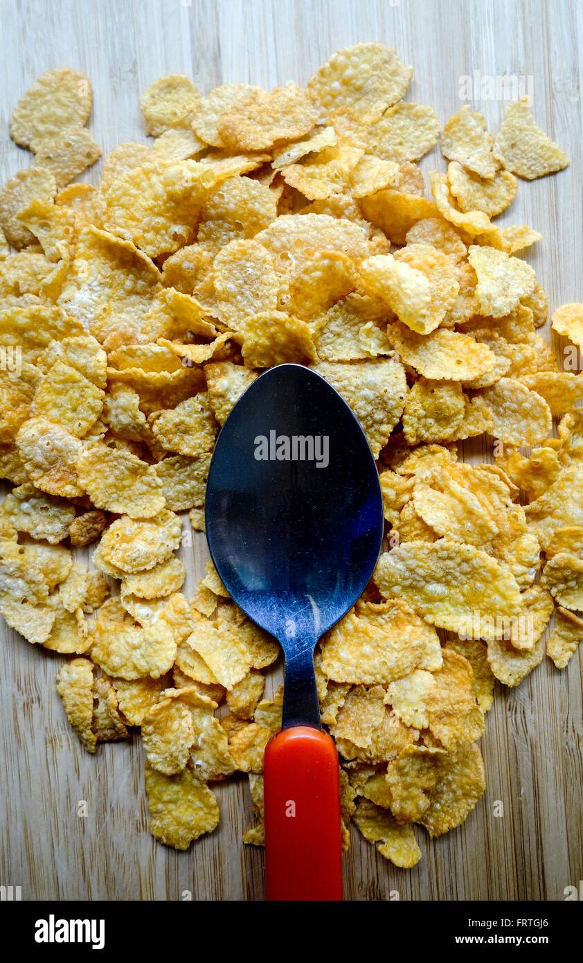 Corn Flakes and Spoon Stock Photo - Alamy