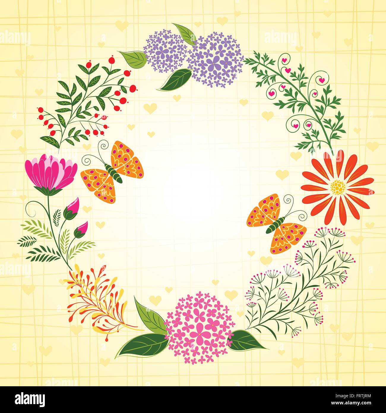 Yellow butterfly purple flower Stock Vector Images - Alamy