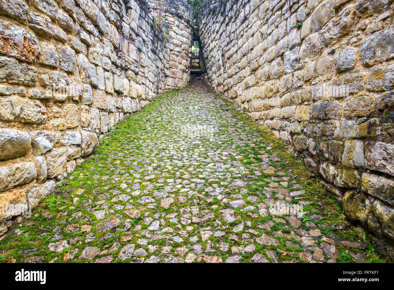 Narrow entrance ramp to the ruins of Kuelap near Chachapoyas, Peru ...