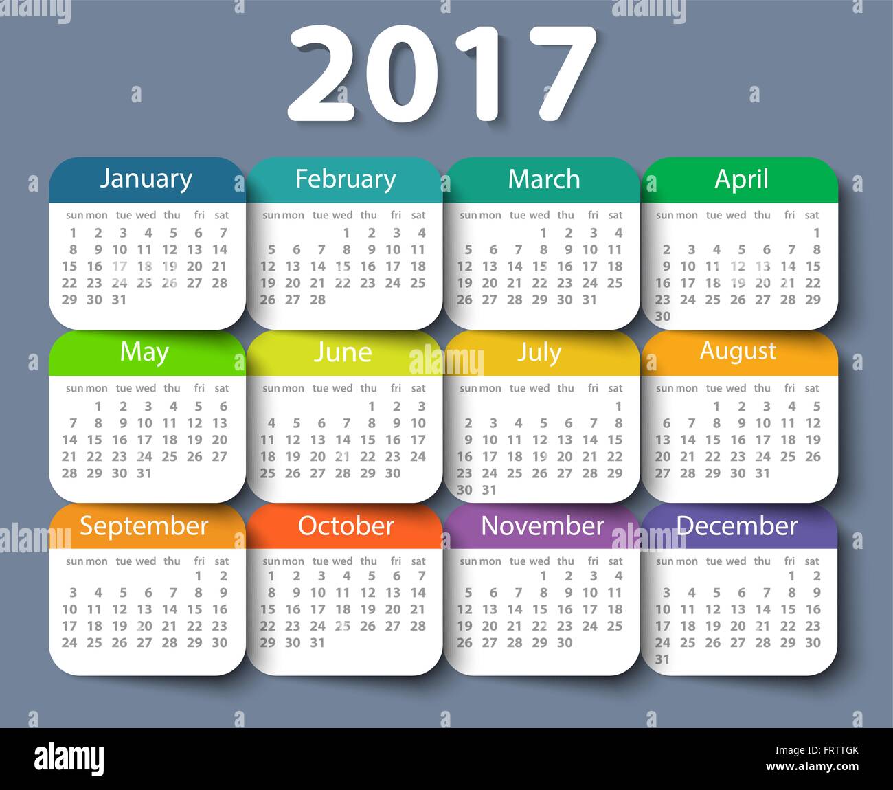 Calendar 2017 year vector design template Stock Vector Image & Art - Alamy
