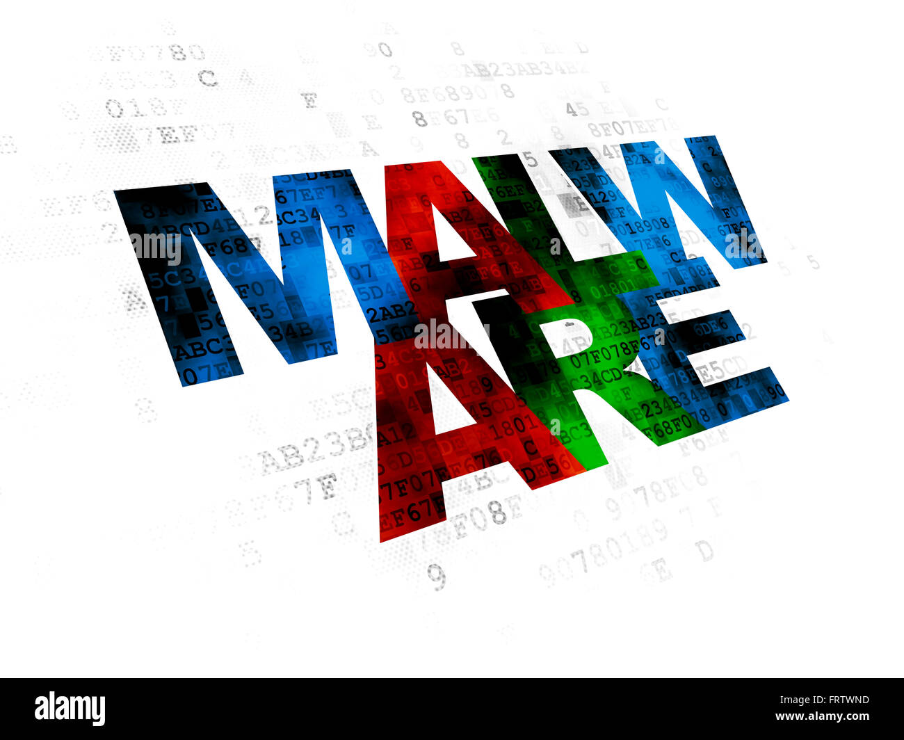 Security concept: Pixelated multicolor text Malware on Digital ...