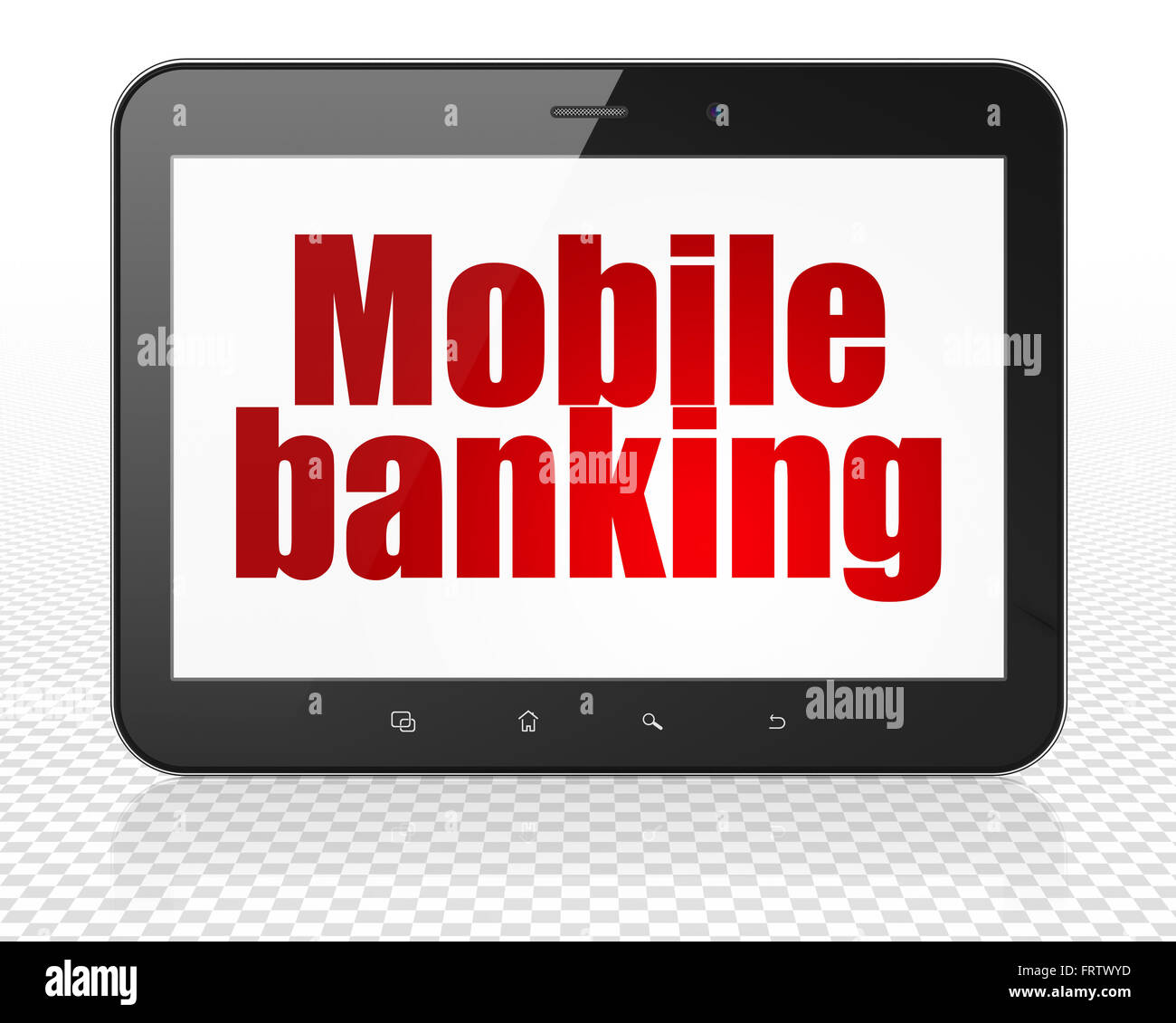 Banking concept: Tablet Pc Computer with Mobile Banking on display ...