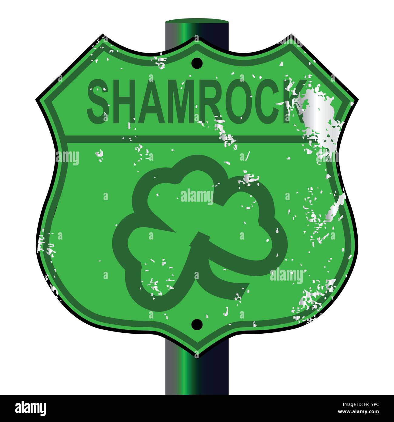 Spoof Shamrock Route 66 traffic sign over a white background Stock ...