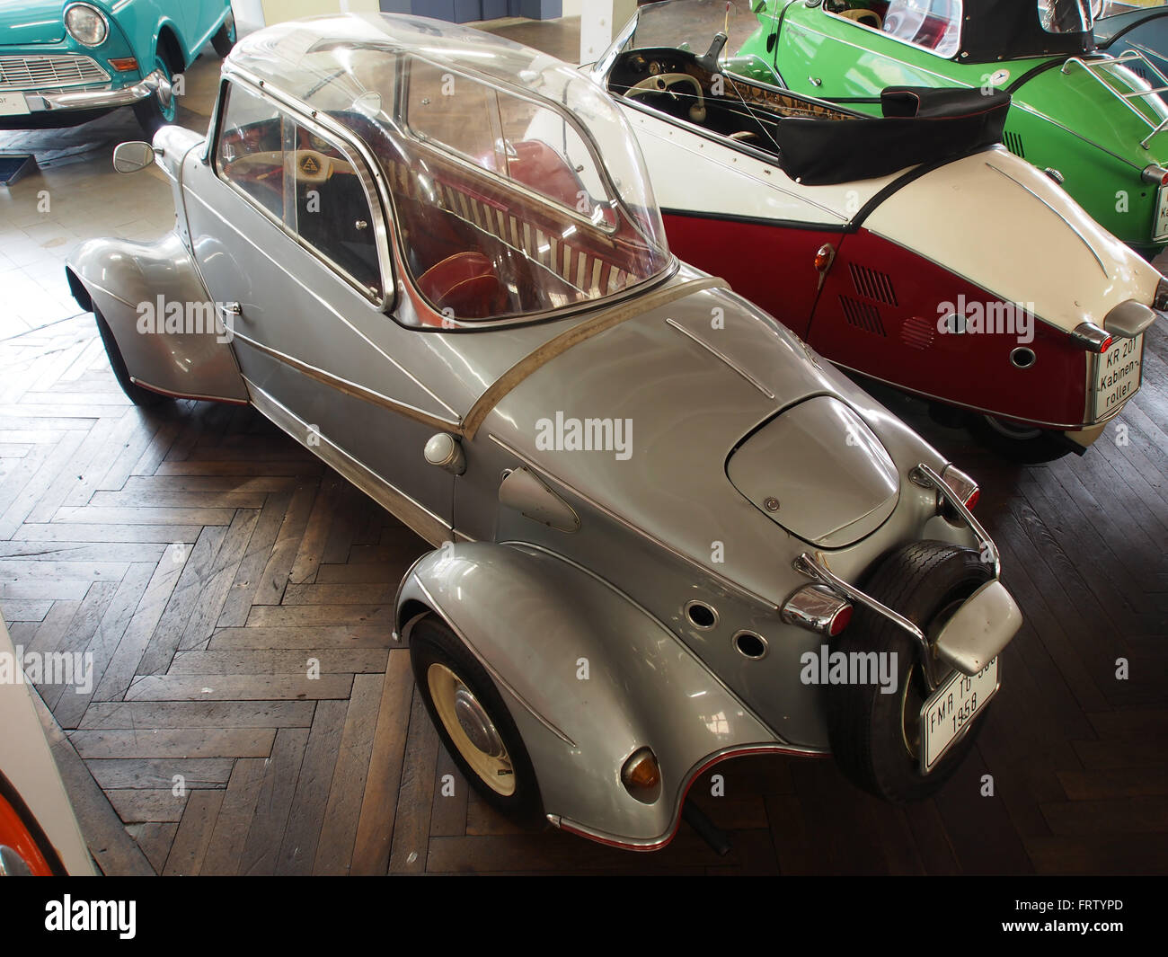 The 1958 Messerschmitt Renntiger TG500, a German microcar, features a ...