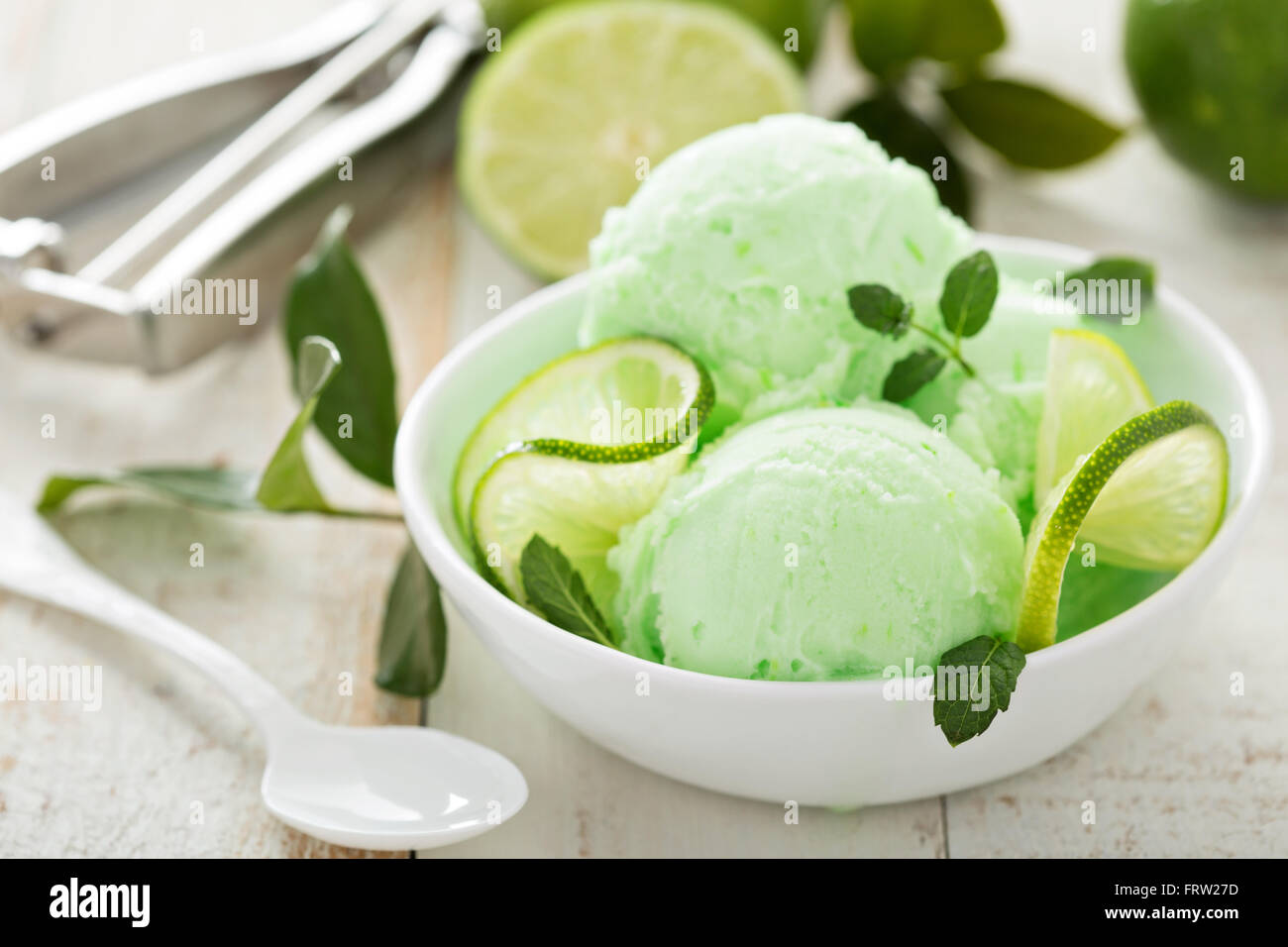 Green refreshing lime ice cream Stock Photo - Alamy