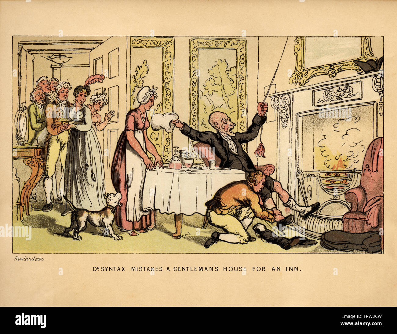 Humorous vintage colour illustration by Thomas Rowlandson (1756-1827 ...