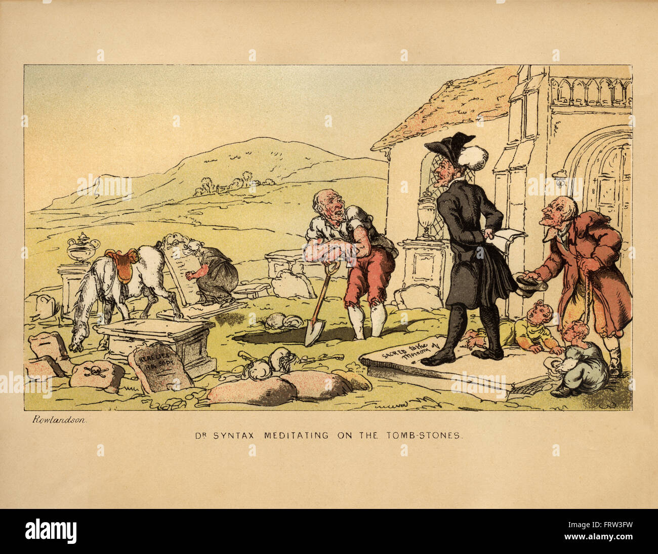 Humorous vintage colour illustration by Thomas Rowlandson (1756-1827 ...