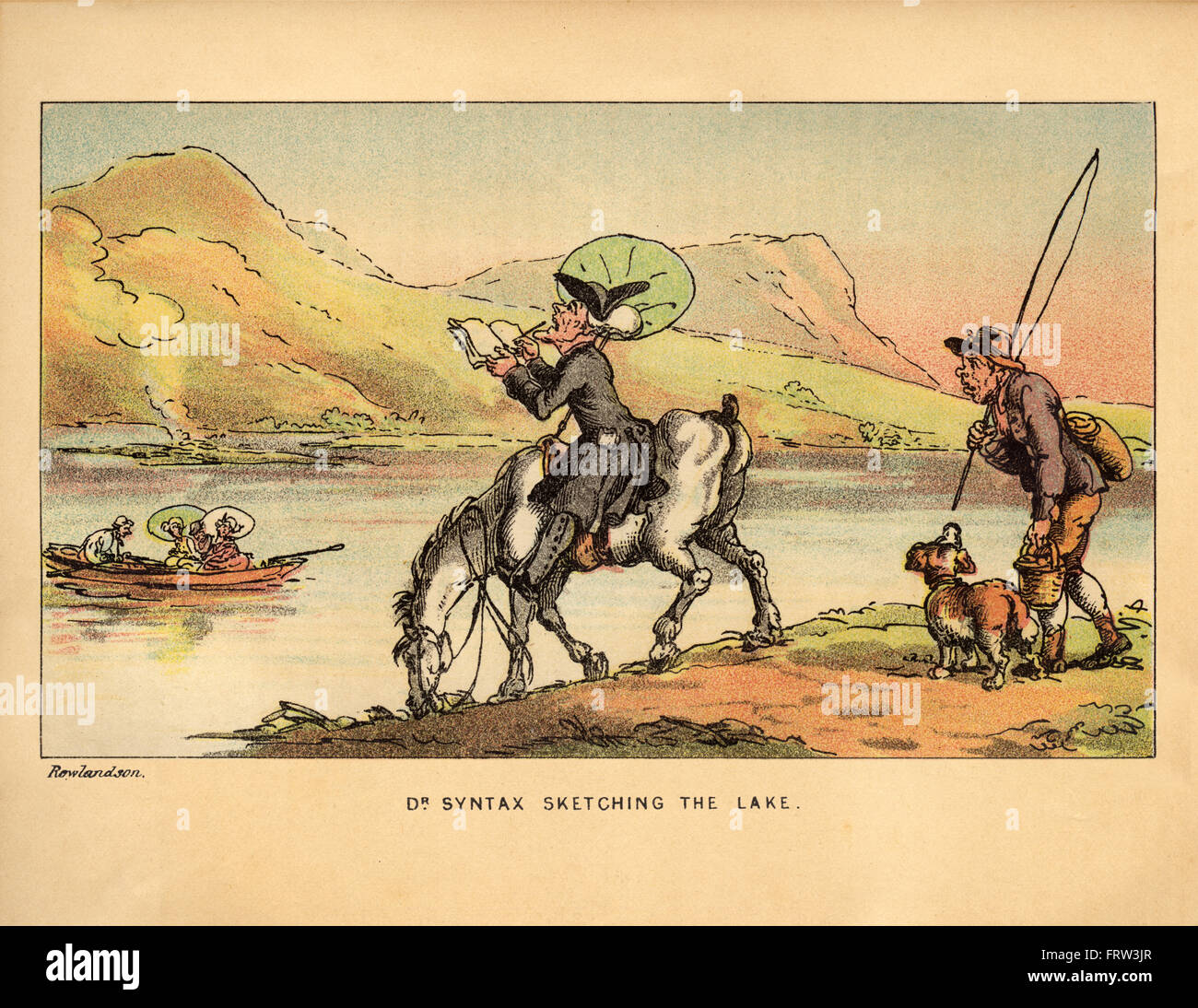 Humorous vintage colour illustration by Thomas Rowlandson (1756-1827 ...