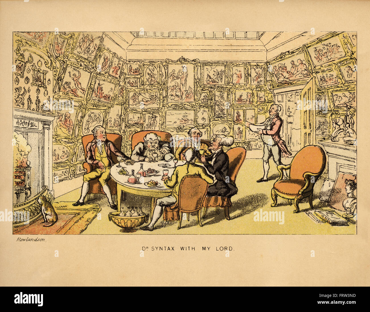 Humorous vintage colour illustration by Thomas Rowlandson (1756-1827 ...