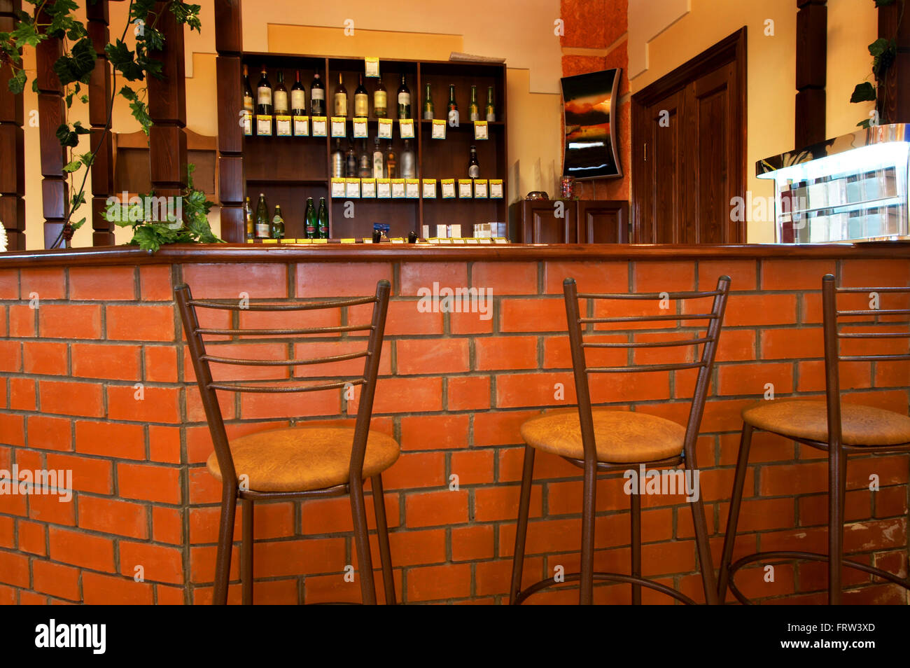 Beautiful and light bar in new modern hotel Stock Photo - Alamy