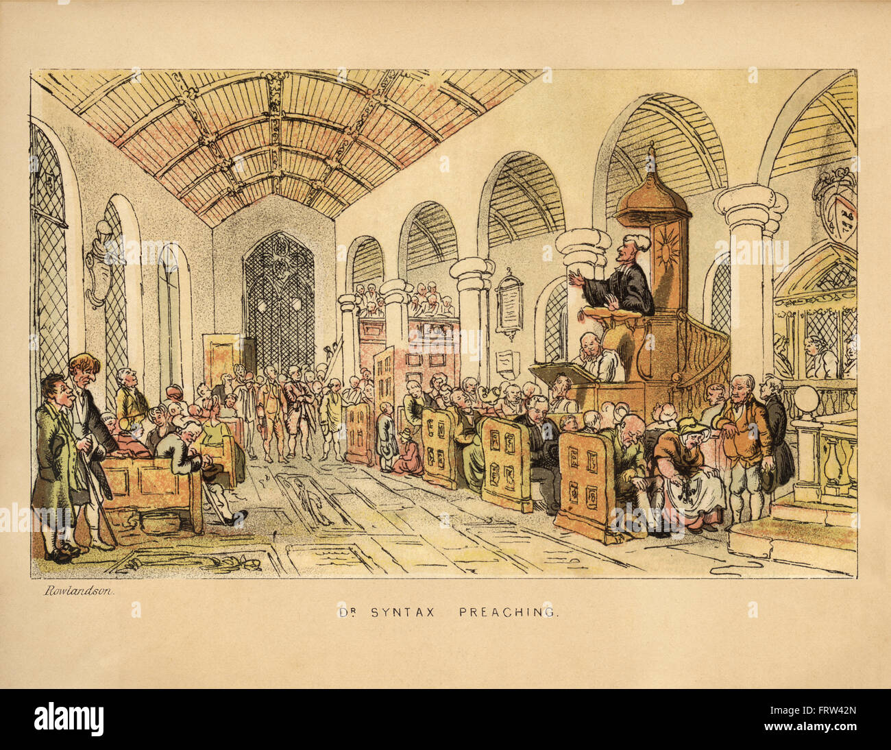 Humorous vintage colour illustration by Thomas Rowlandson (1756-1827 ...