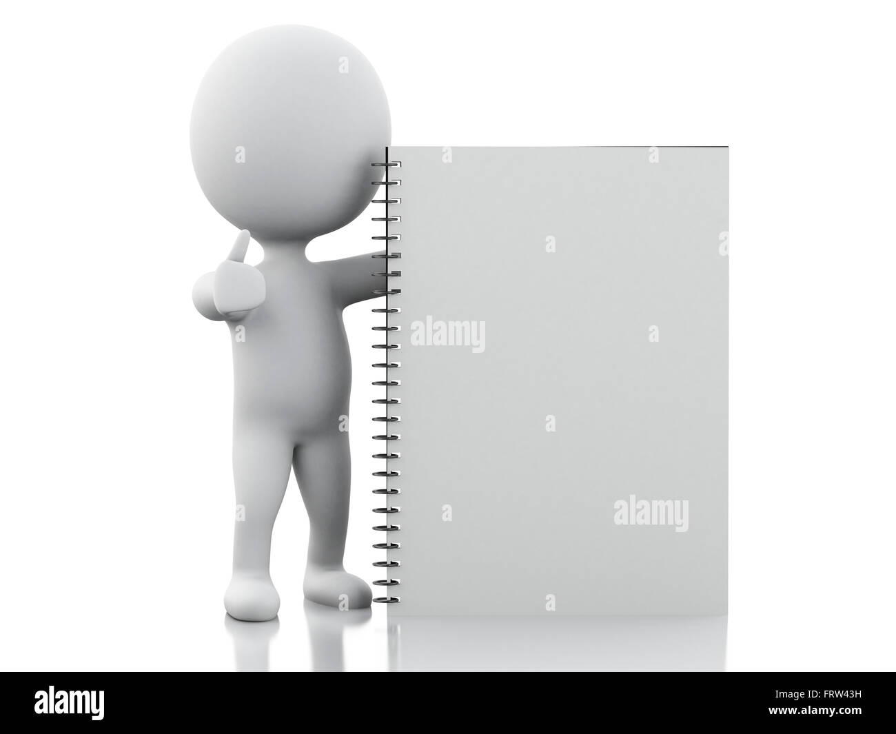 3D Illustration. White people with notepad page. Isolated white ...