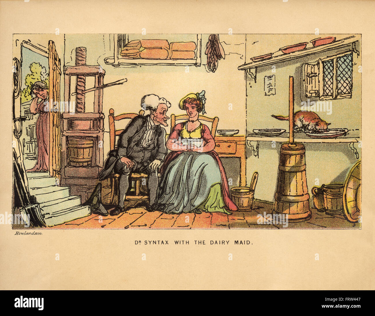 Humorous vintage colour illustration by Thomas Rowlandson (1756-1827 ...