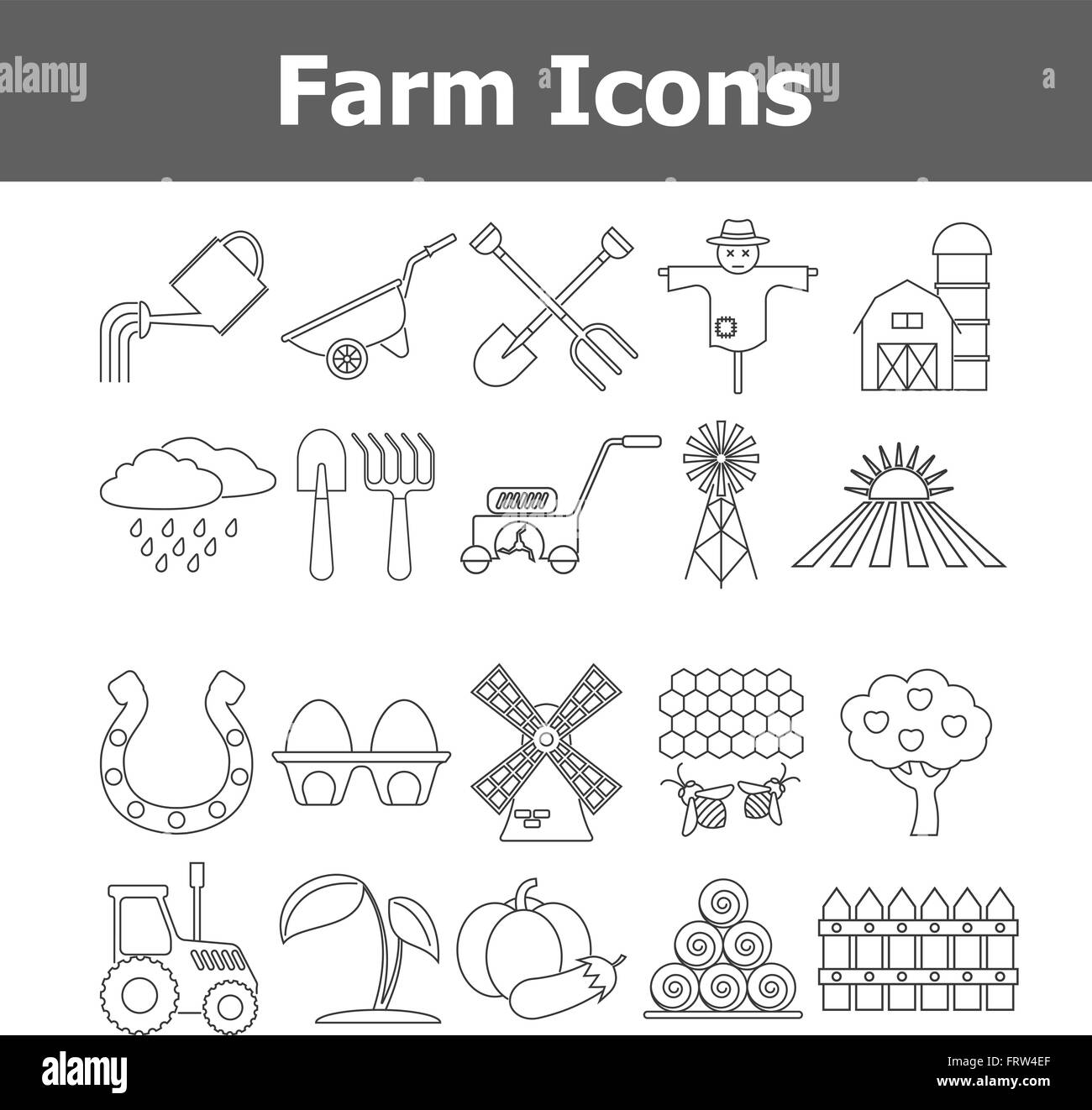 Outline vector farm icons Stock Vector Image & Art - Alamy