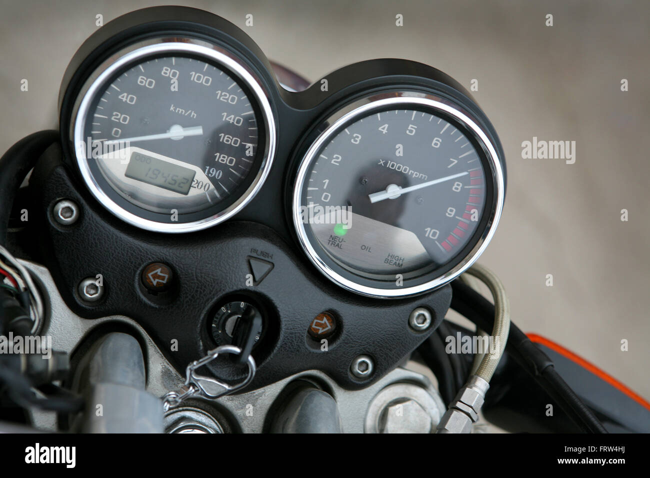 Speedometer and tachometer on a modern motorcycle Stock Photo - Alamy
