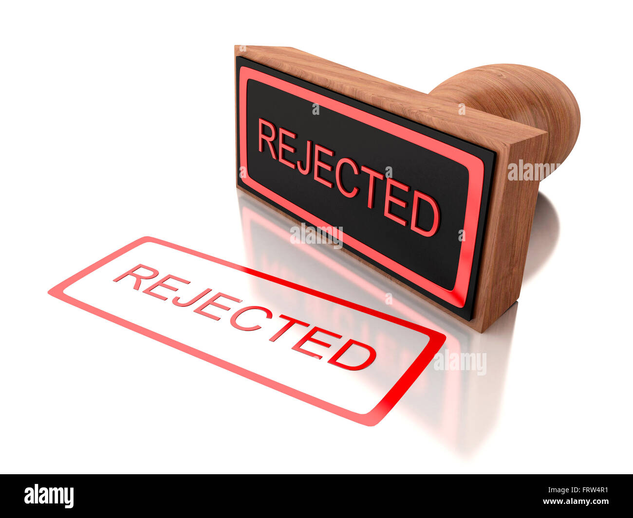 3D Illustration. Stamp rejected with red text. Isolated white ...