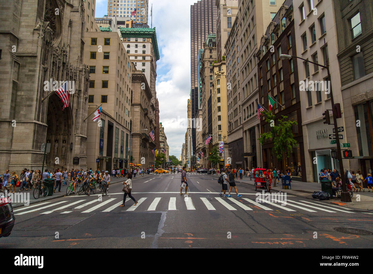 Pedestrian crosswalk at intersection of Fifth Avenue and 53rd Street ...