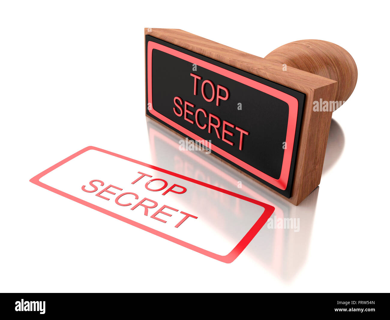 3D Illustration. Stamp top secret with red text. Isolated white ...