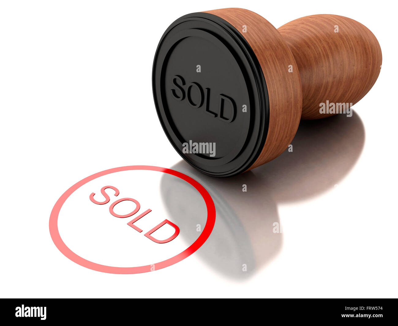 3D Illustration. Stamp sold with red text. Isolated white background ...