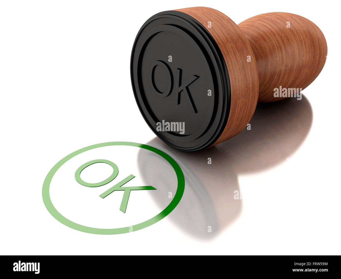 3D Illustration. Stamp ok with green text. Isolated white background ...