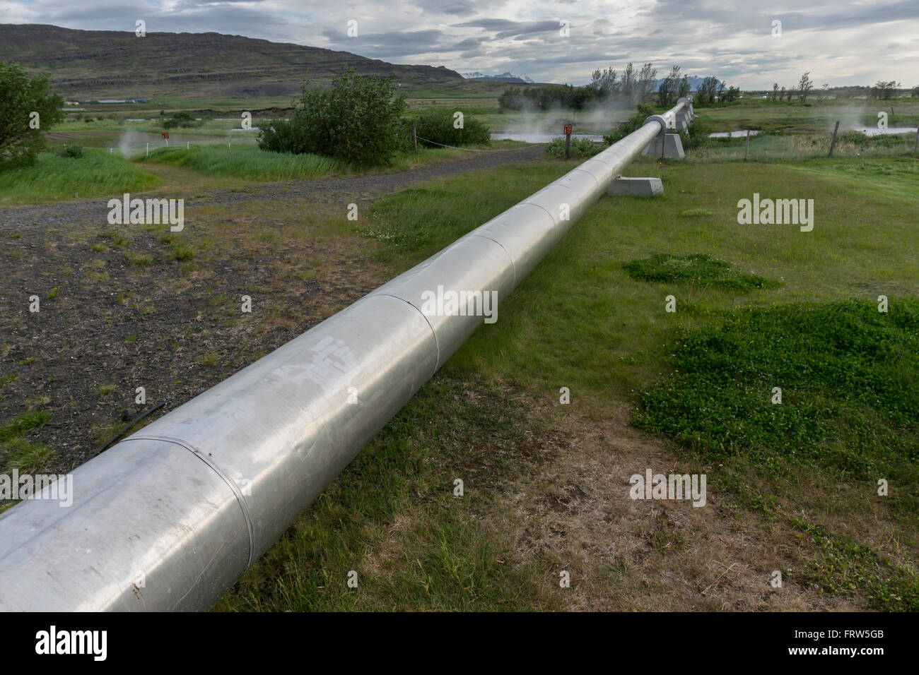 Iceland, geothermal pipeline Stock Photo - Alamy