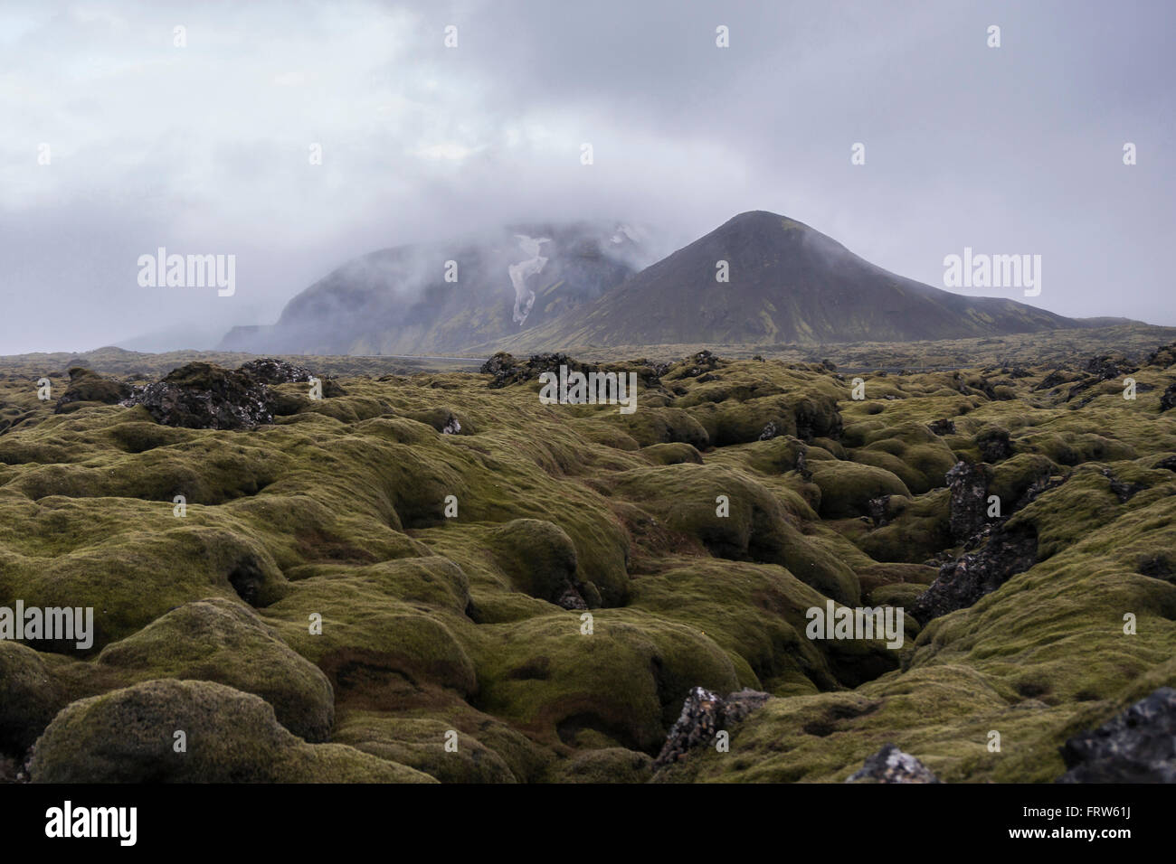 Iceland, volcanoes in fog Stock Photo - Alamy
