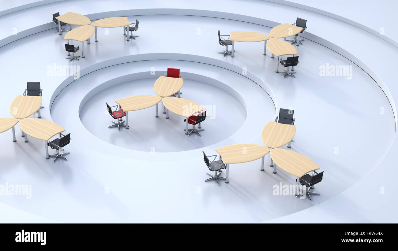Round open-plan office, 3D Rendering Stock Photo - Alamy