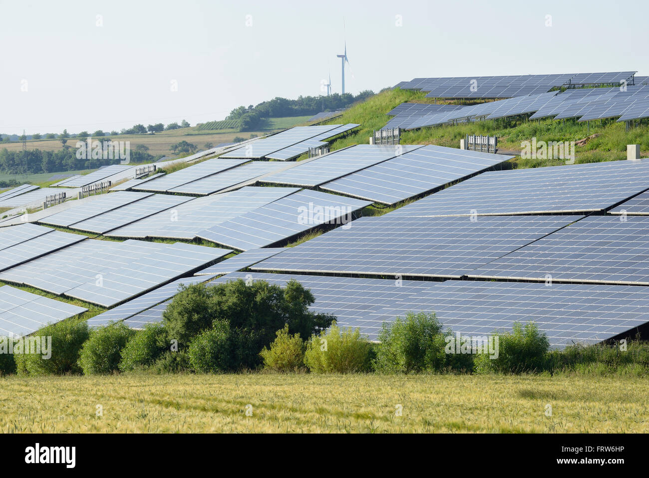 Germany, Bavaria, Franconia, Solar panels field in landscape Stock ...