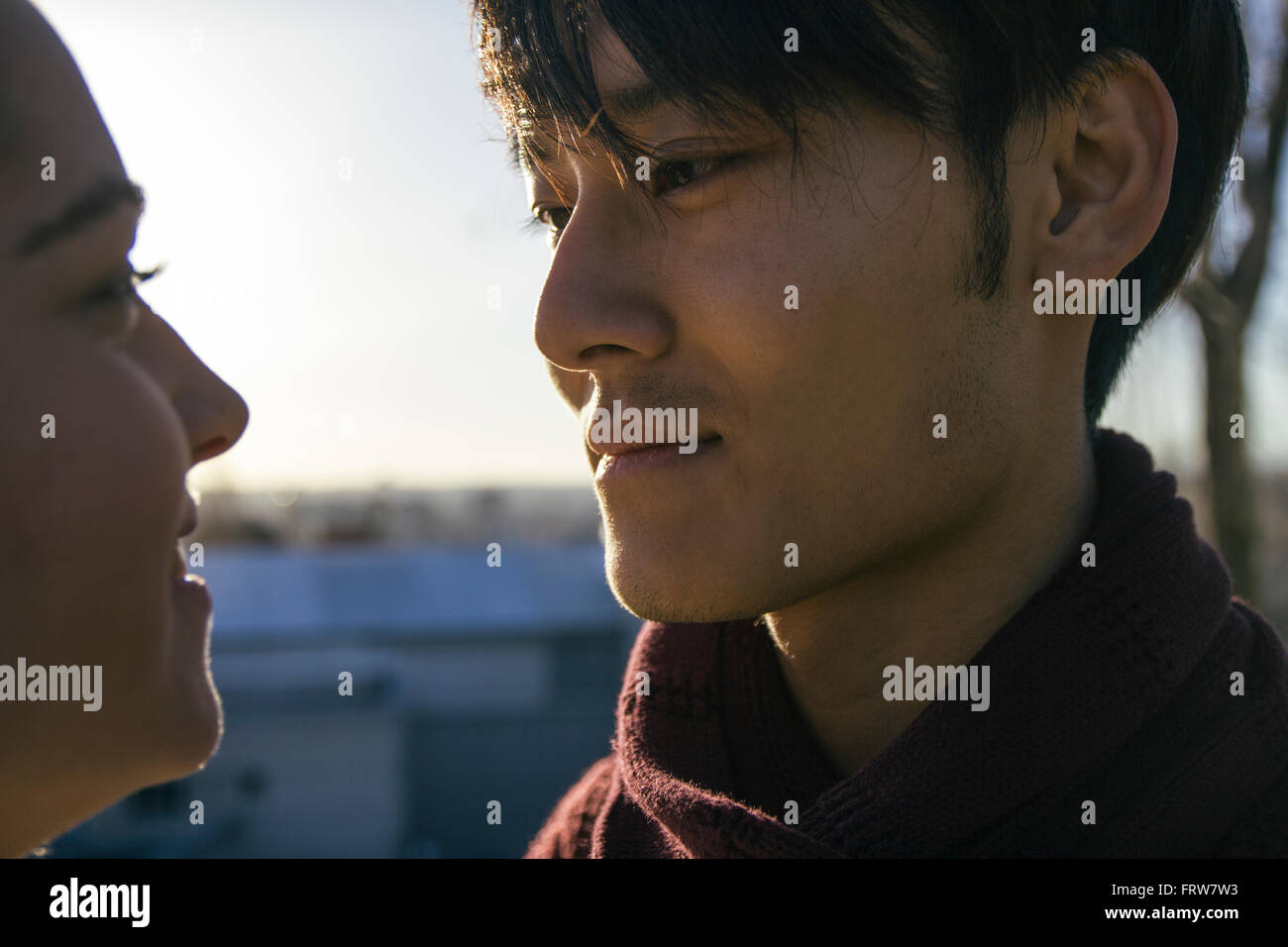 Young couple in love face to face, close-up Stock Photo - Alamy