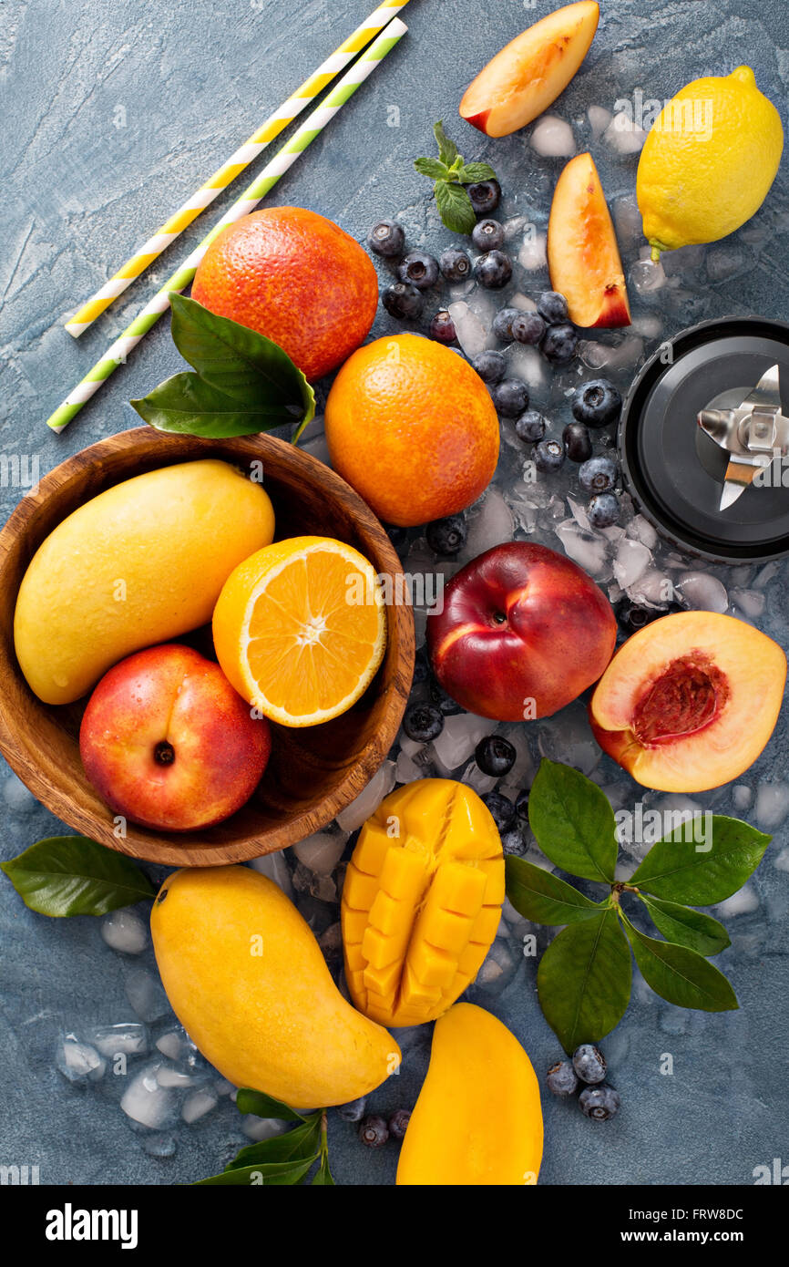 Ingredients for a fruit smoothie Stock Photo - Alamy