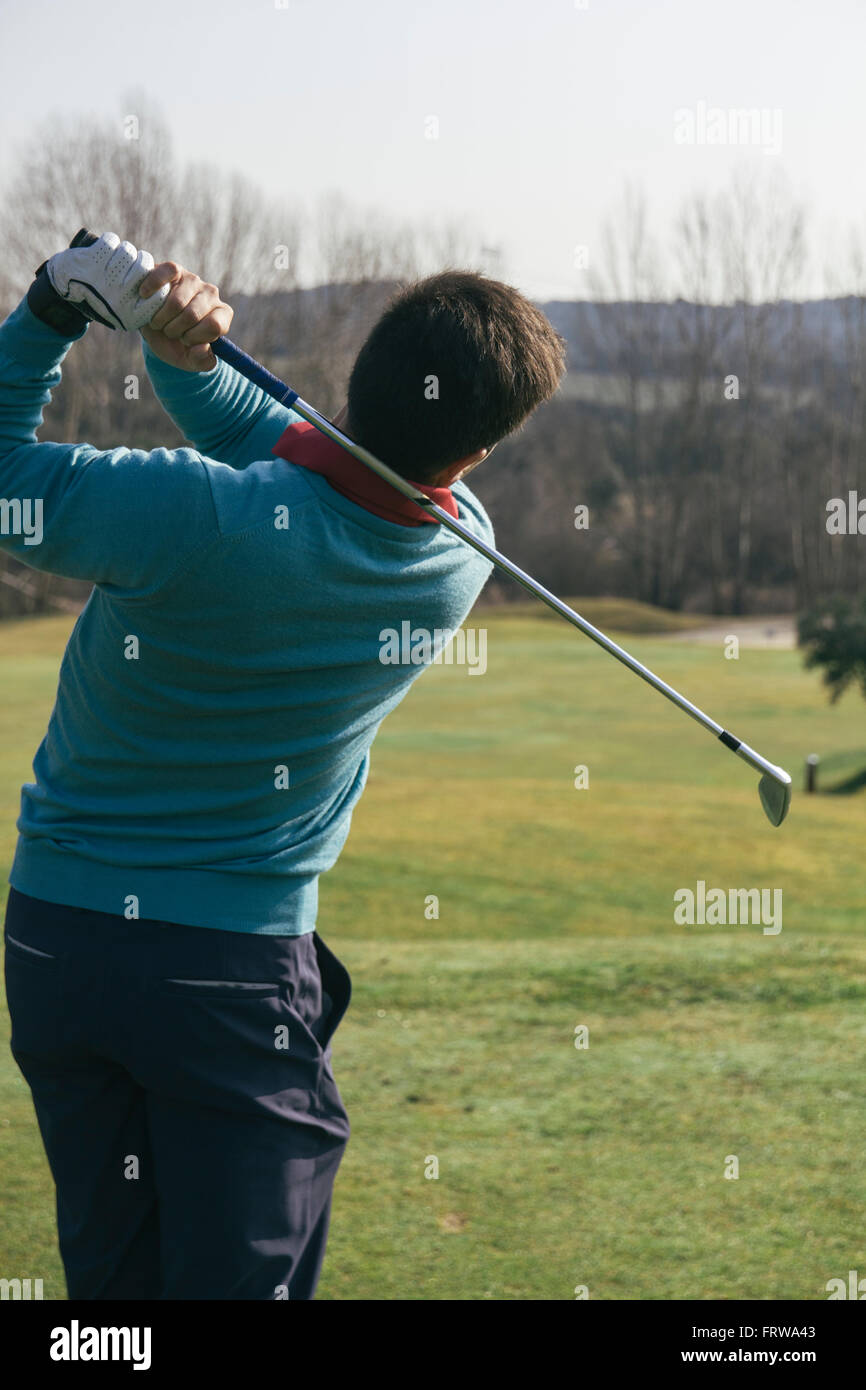 Golfer on a golf course Stock Photo - Alamy