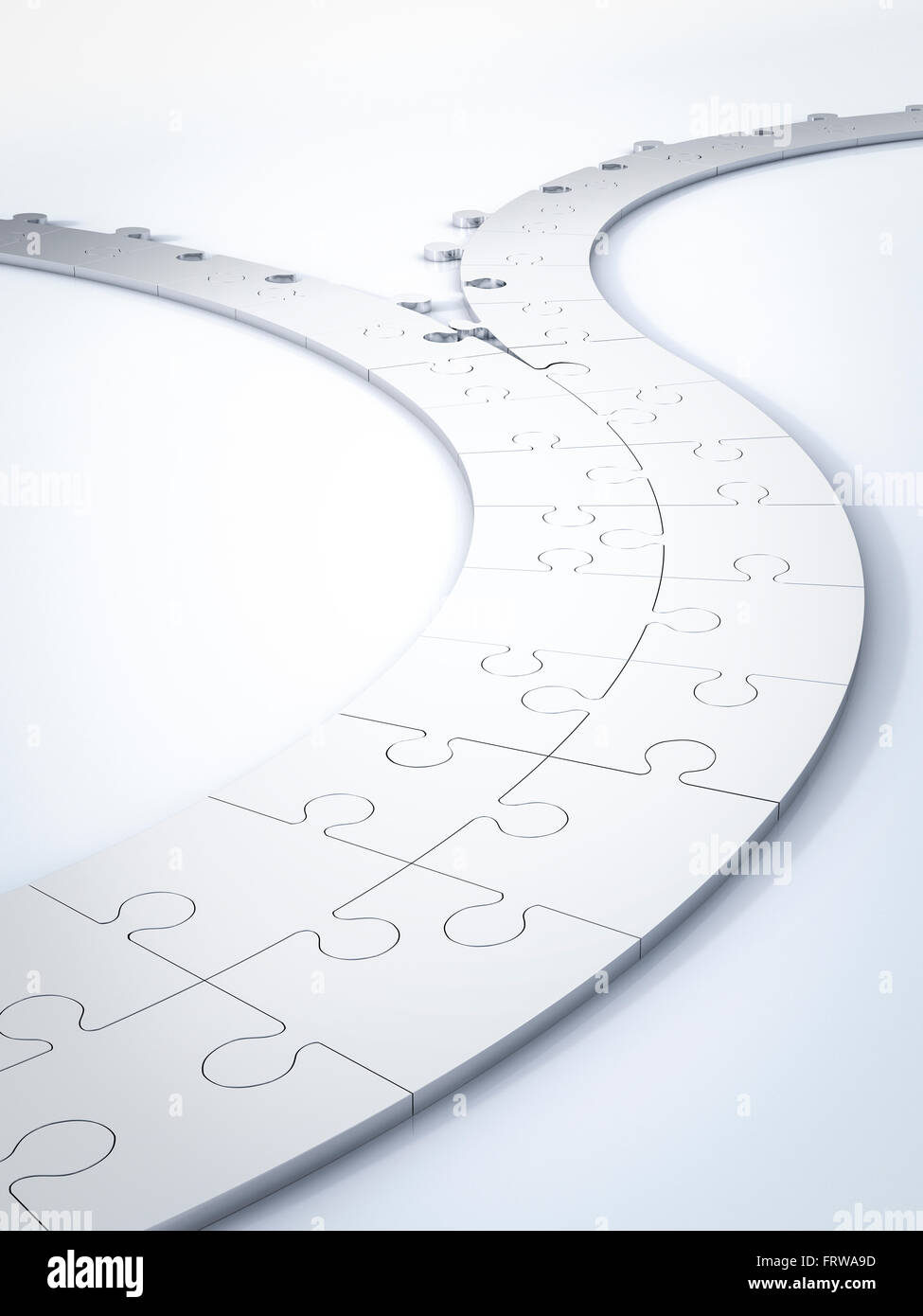 3D Rendering, pieces of puzzle, road, crossroad Stock Photo - Alamy