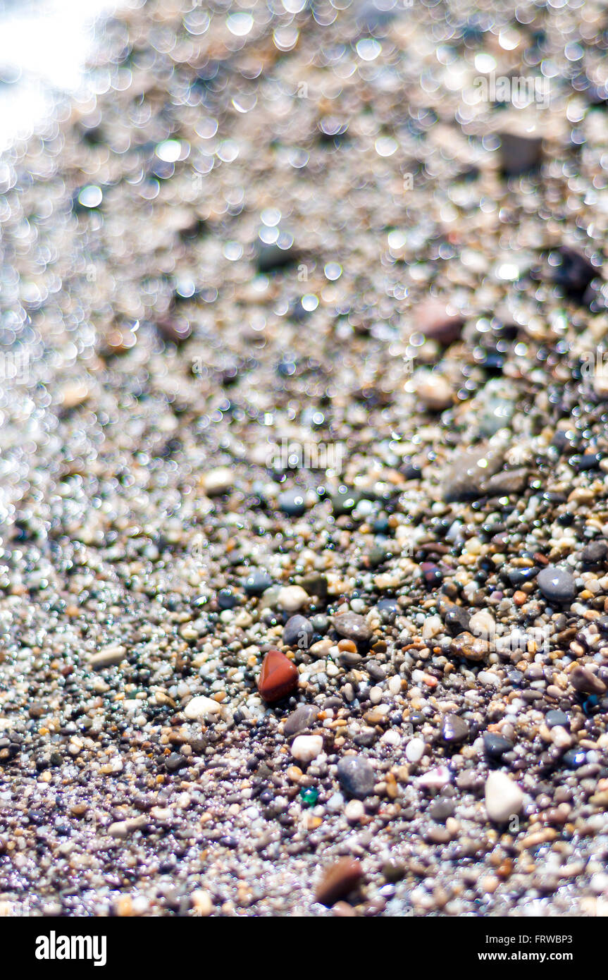 Beautiful beach and shells pebbles on Black Sea with lens bokeh Stock ...