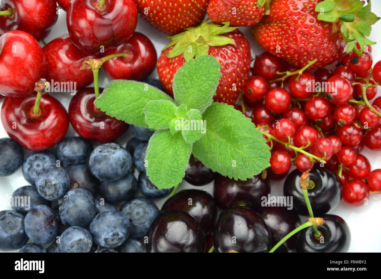 variety of soft fruits, strawberries, raspberries, cherries ...