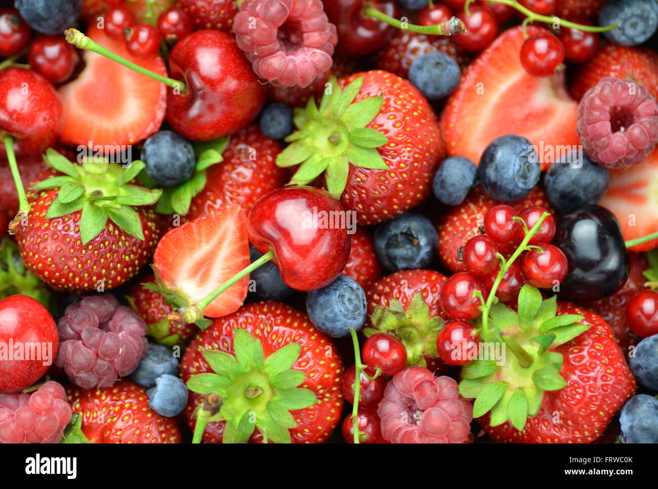 variety of soft fruits, strawberries, raspberries, cherries ...