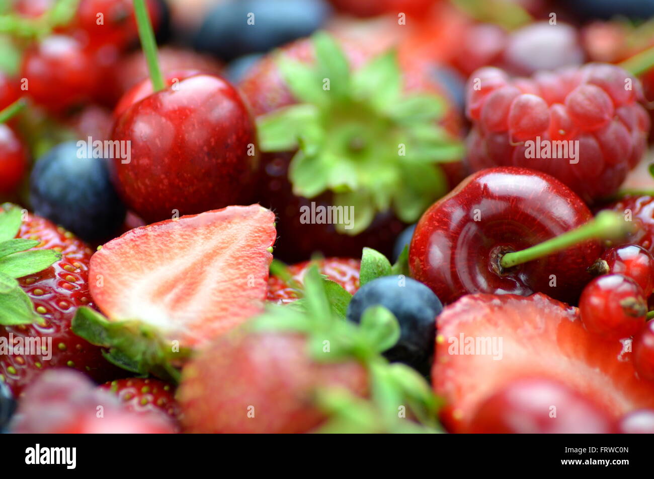 variety of soft fruits, strawberries, raspberries, cherries ...