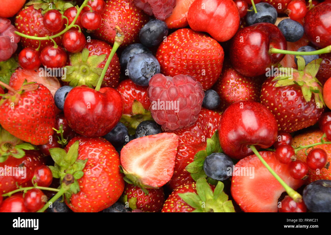 variety of soft fruits, strawberries, raspberries, cherries ...